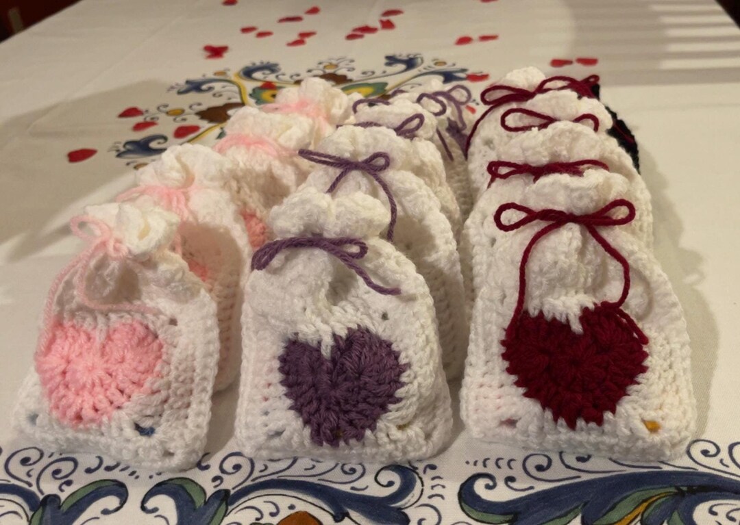 Handmade Crochet Heart Pouch - Etsy