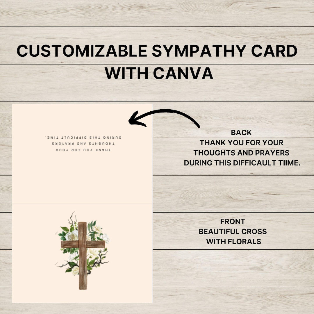Digital Sympathy Card With Cross - Editable Religious Condolence Card ...