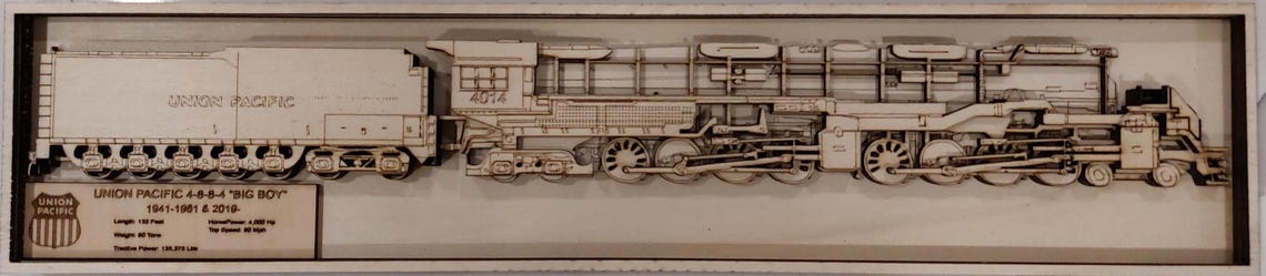 Big Boy Steam Locomotive and Tender Laser Cut 3mmm 4 Layer Relief - Etsy