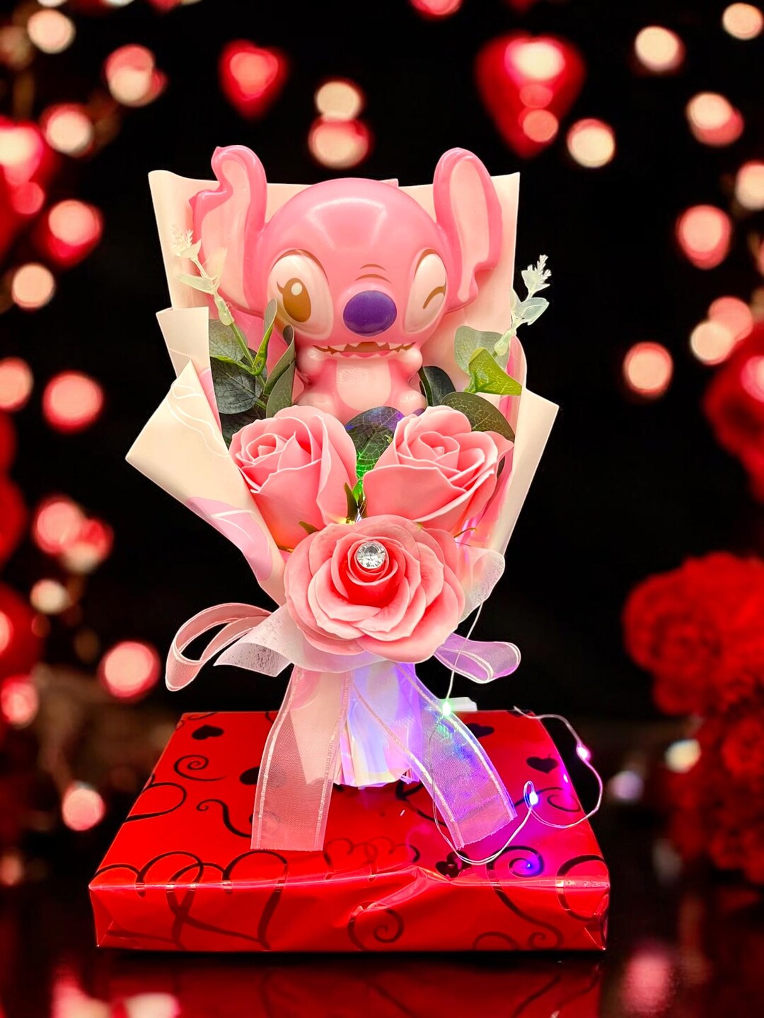 Pink Stitch Bouquet, Eternal Rose Bouquet, Pink Rose, Light up Bouquet ...
