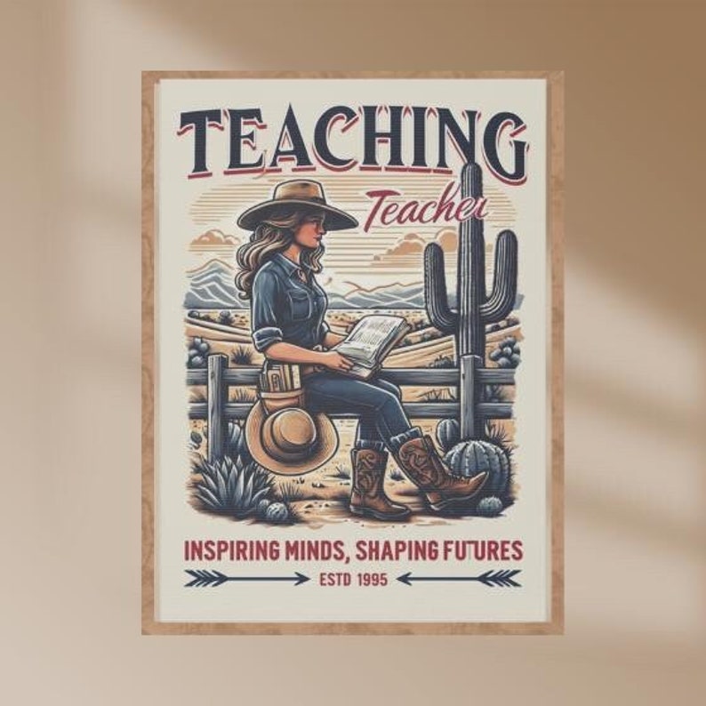 Rustic Western Teacher Canvas Inspirational Teaching Wall Art Vintage ...
