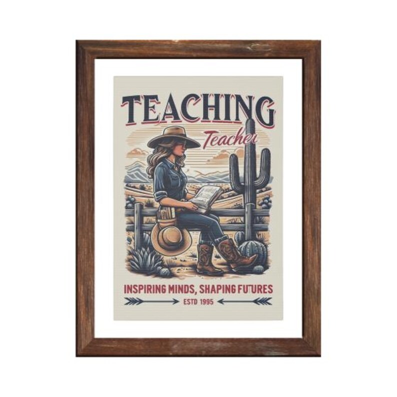 Rustic Western Teacher Canvas Inspirational Teaching Wall Art Vintage ...