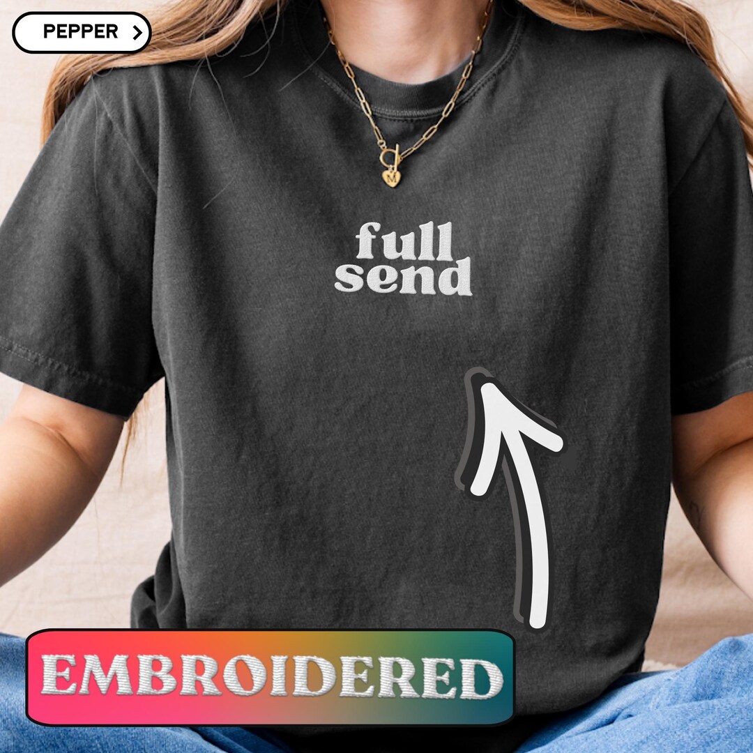 Funny Embroidered Comfort Colors T-shirt, Full Send Tiktok Gen Z Slang ...