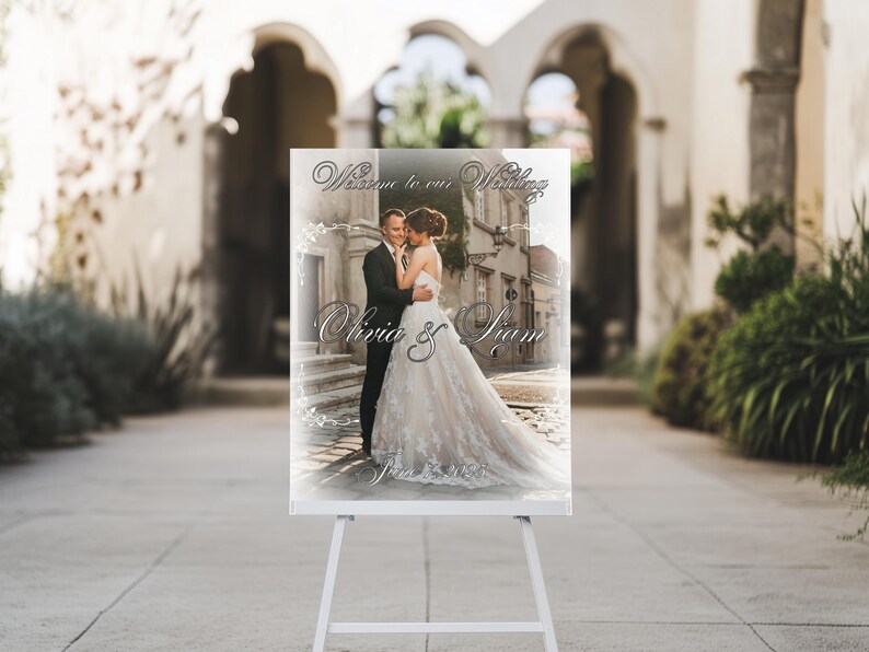 Personalize! Wedding Welcome Sign W/ Photo | Foam Board | Elegant ...