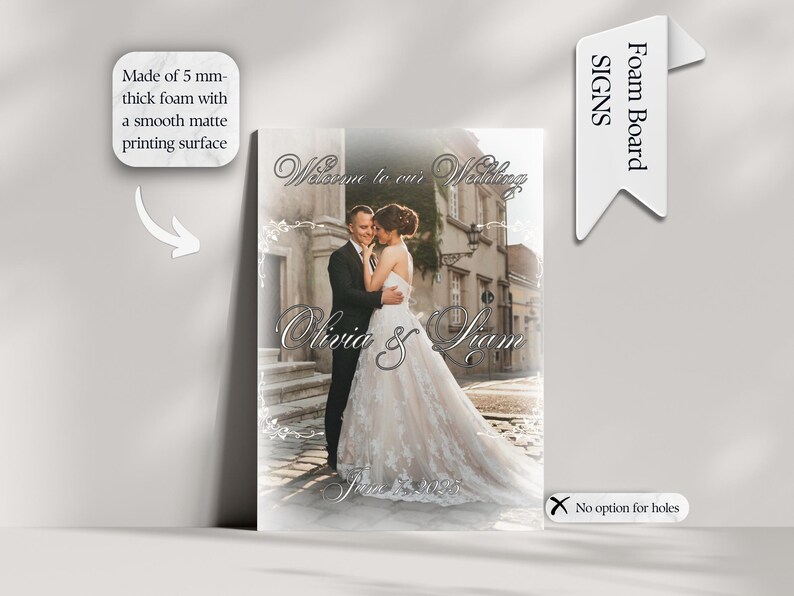 Personalize! Wedding Welcome Sign W/ Photo | Foam Board | Elegant ...