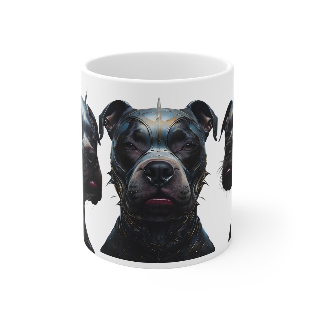 Armored Pitbull Art Mug: Warrior Dog Lover Gift - Etsy