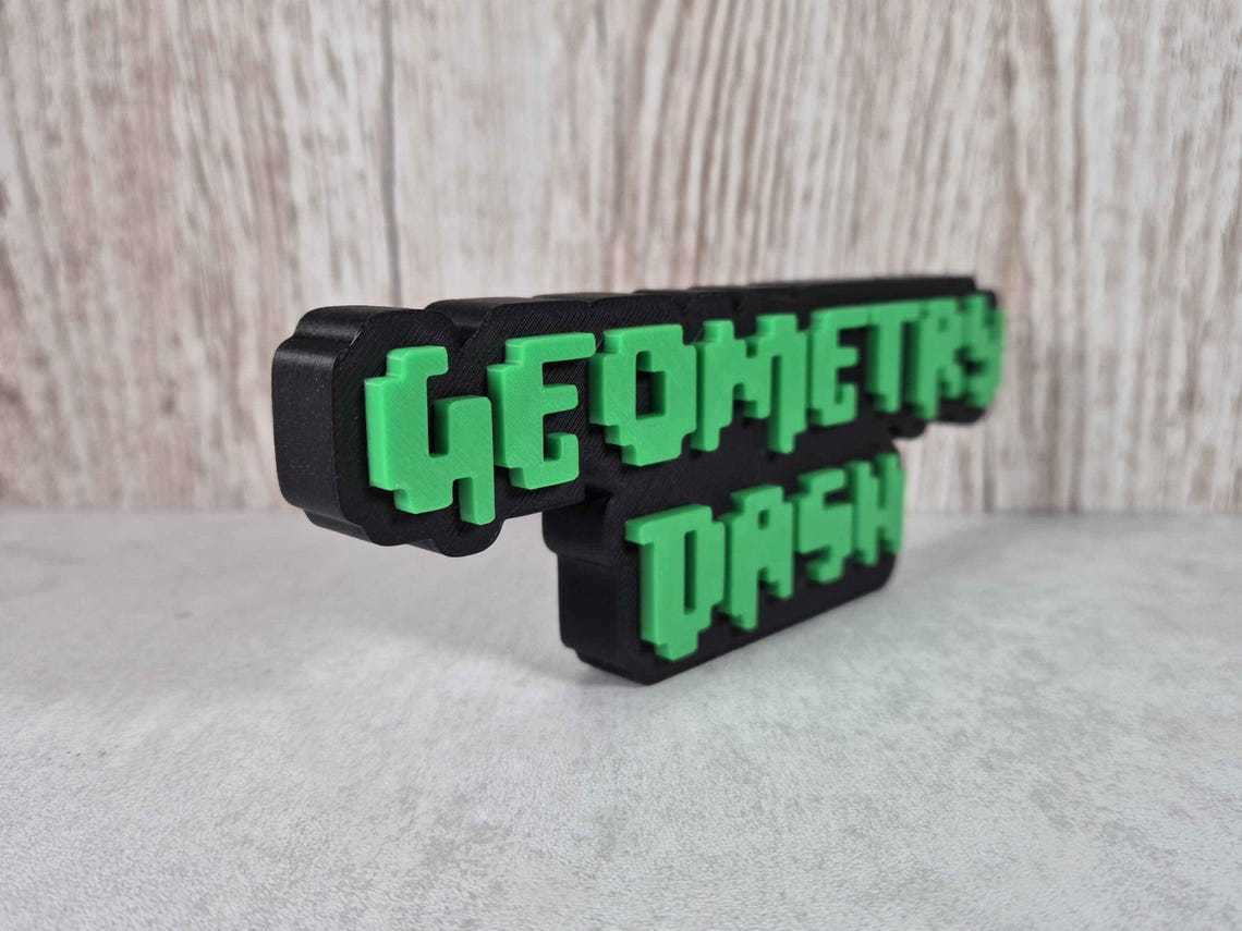 Geometry Dash 3D Printed Desk Sign: Gamer Decor - Available in 2 Sizes ...