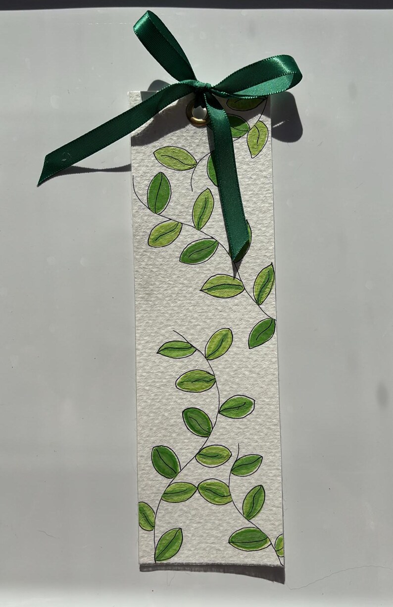 Green Leaves & Vines Hand Painted Bookmark - Etsy