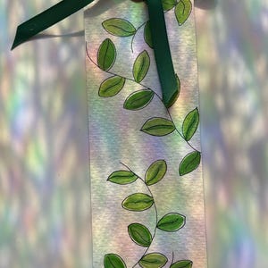 Green Leaves & Vines Hand Painted Bookmark - Etsy