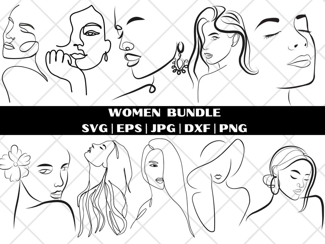 Line Art Face Svg, Flowers in Hair Svg, Line Art Women SVG, Faces Woman ...