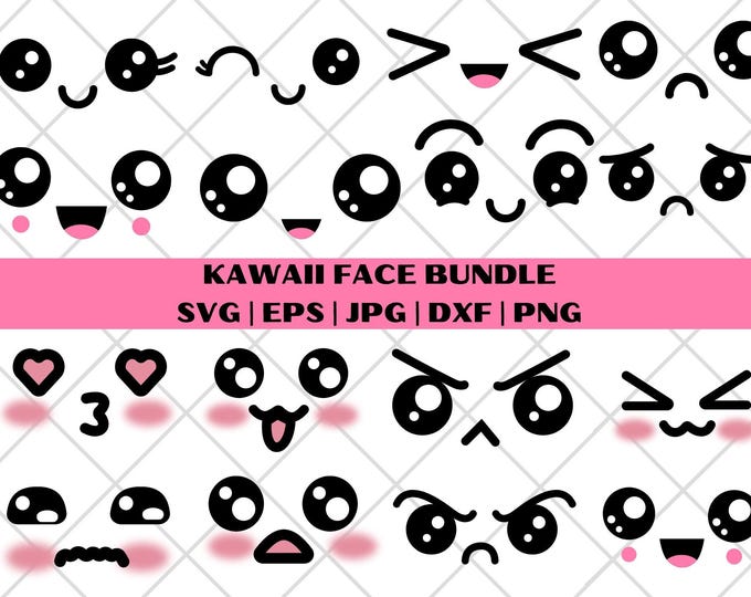 Premium Vector Clipart - Kawaii Faces - Cute Faces Clipart Set - High ...