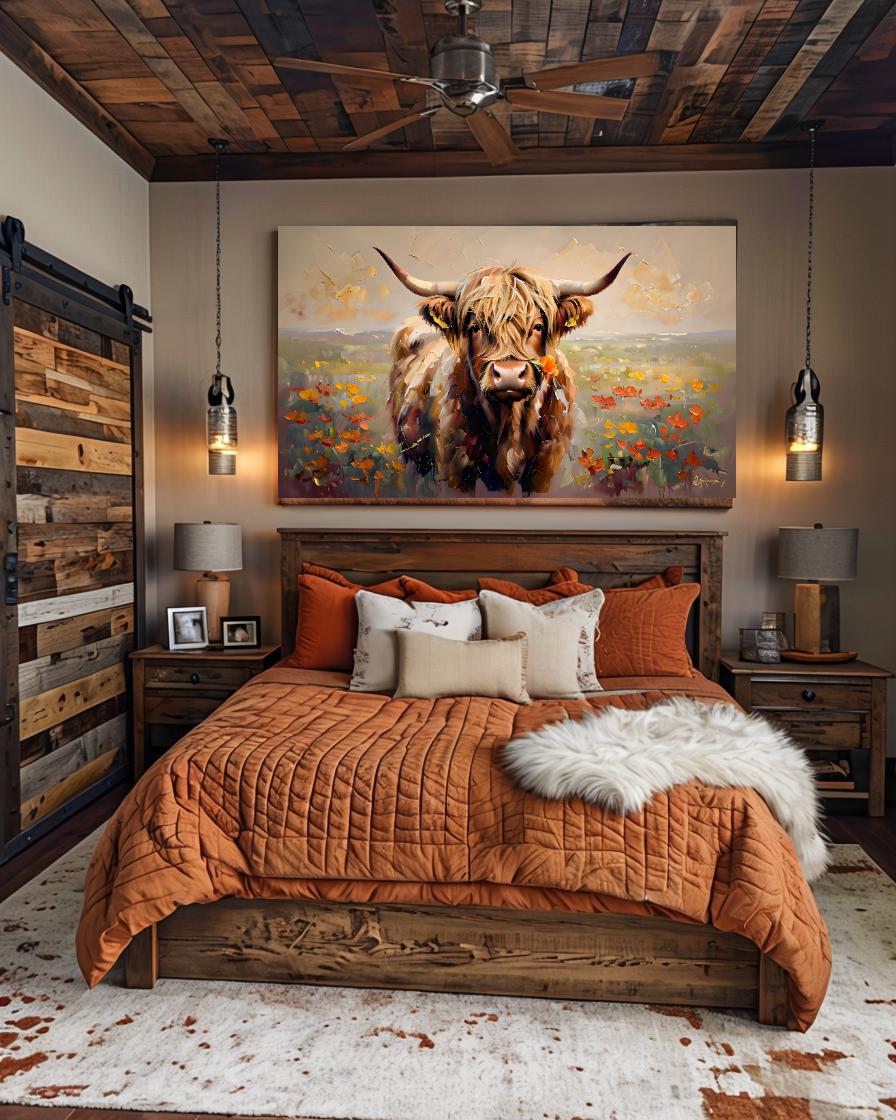 Highland Cow Poster, Earthy Tones, Warm Cozy Feel, Rolled Art Print ...