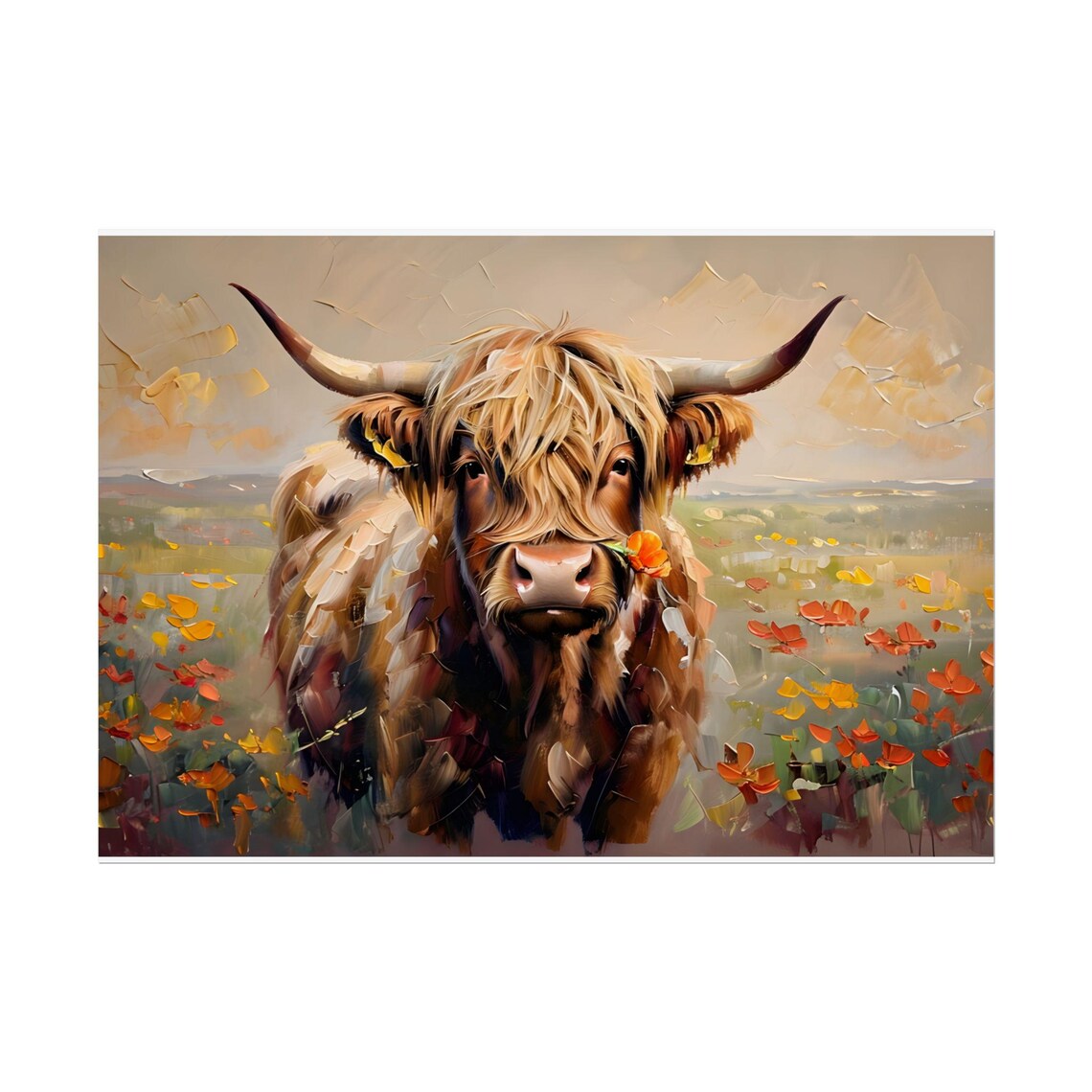 Highland Cow Poster, Earthy Tones, Warm Cozy Feel, Rolled Art Print ...