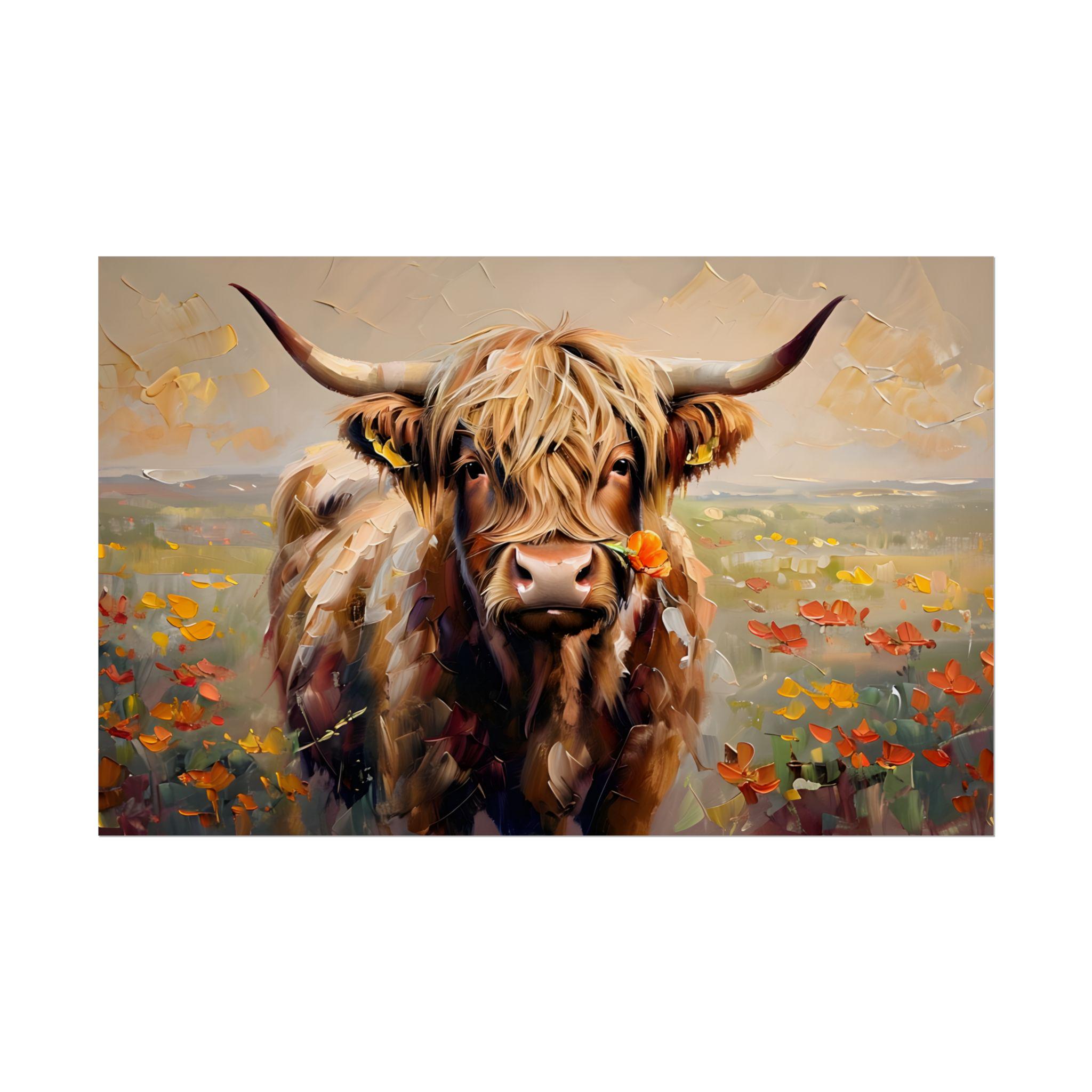 Highland Cow Poster, Earthy Tones, Warm Cozy Feel, Rolled Art Print ...