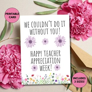 Printable Teacher Appreciation Week Card | Thank You Teacher Card ...