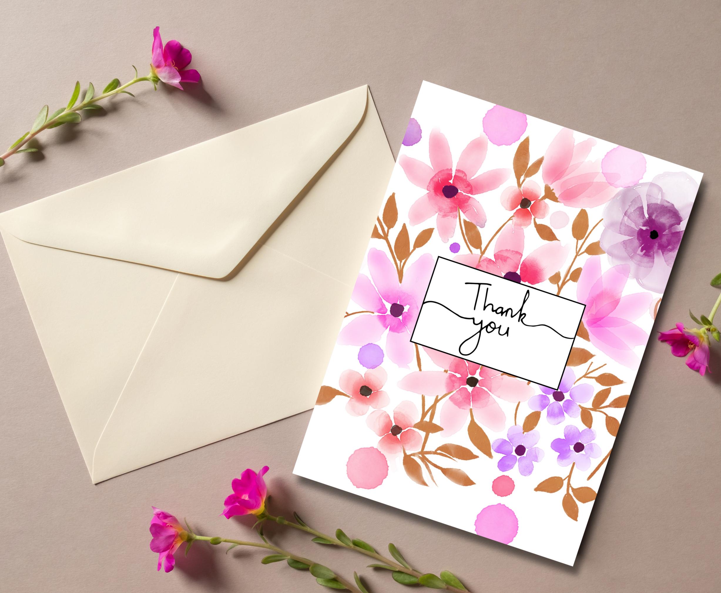 Printable Floral Thank You Card | Appreciation Card | Elegant Thank You ...