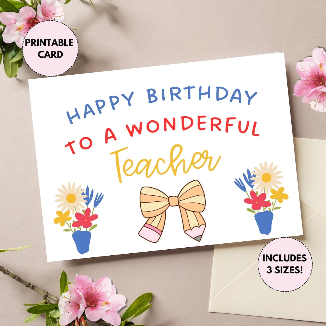 Printable Teacher Birthday Card | Happy Birthday Card for Teacher ...