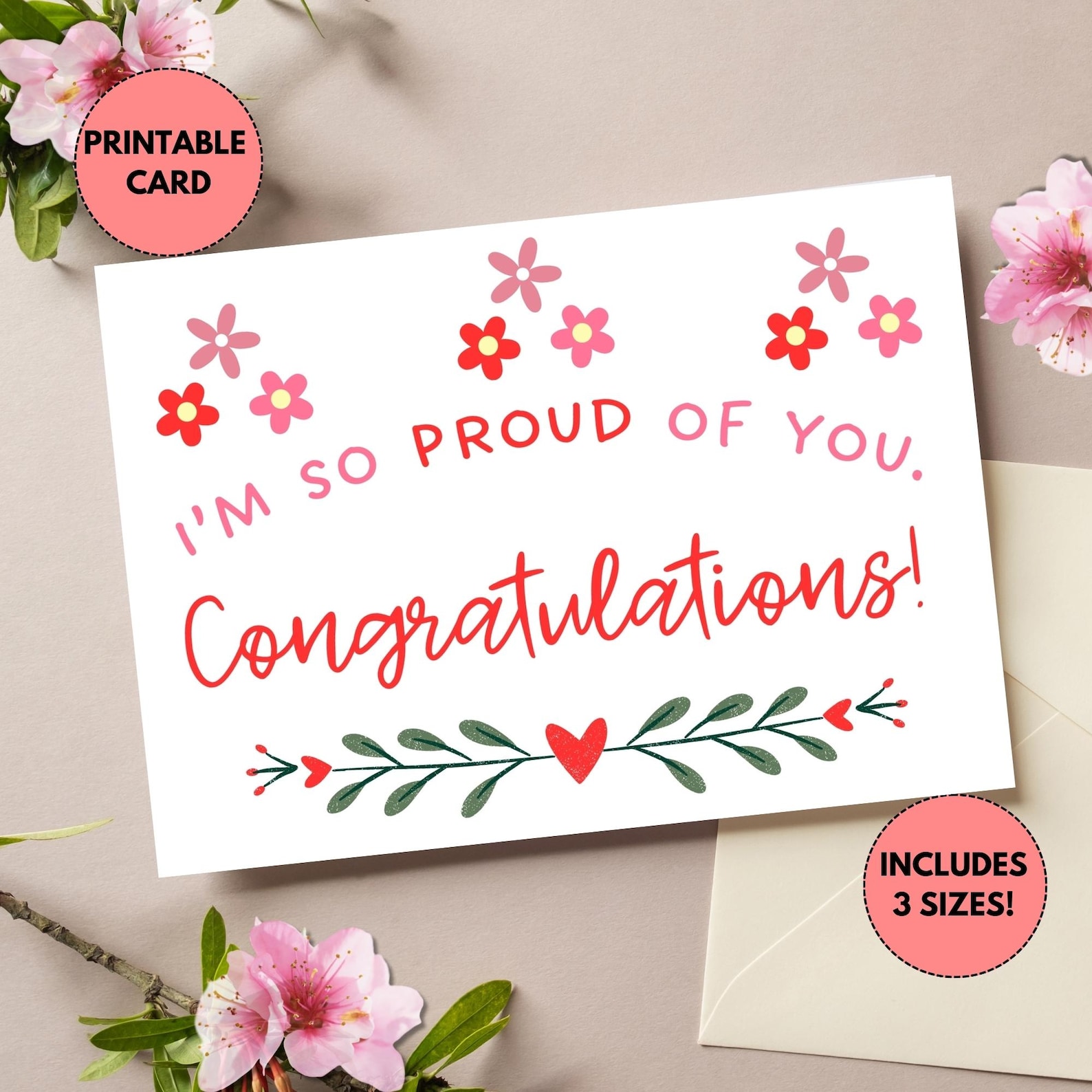 Printable Congratulations Card | so Proud of You | Floral ...