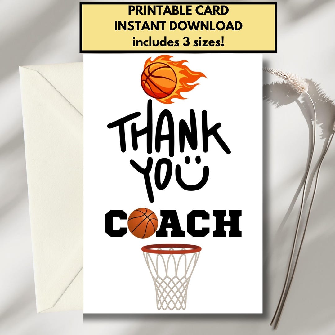 Printable Basketball Coach Thank You Card | Basketball Coach ...