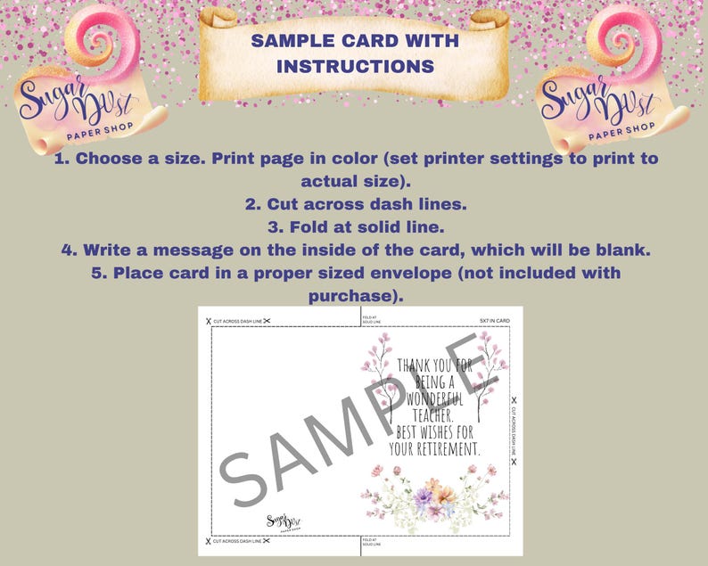 Printable Teacher Retirement Card | Floral Card for Teacher Retirement ...