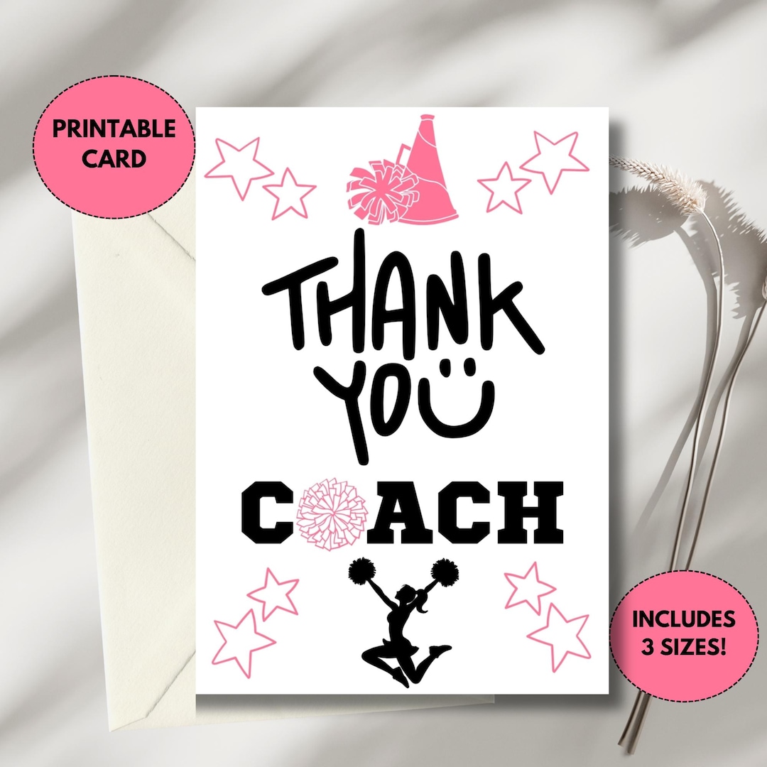 Printable Cheerleading Coach Thank You Card | Cheerleading Coach ...