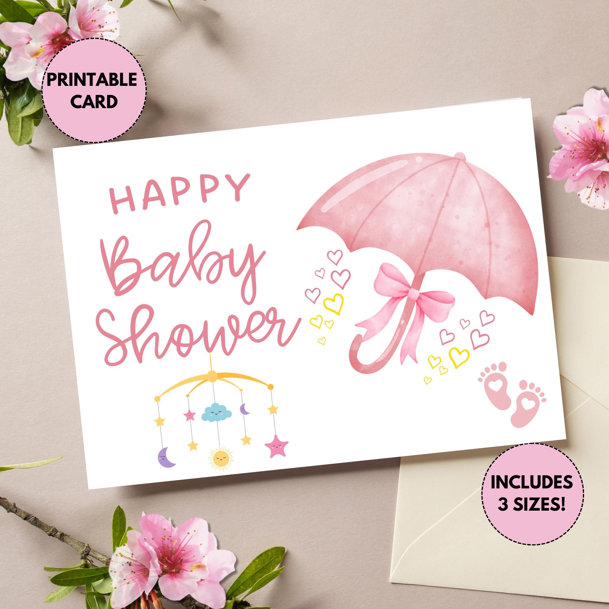 Printable Baby Shower Card | Happy Baby Shower | Baby Girl | Cute Baby ...