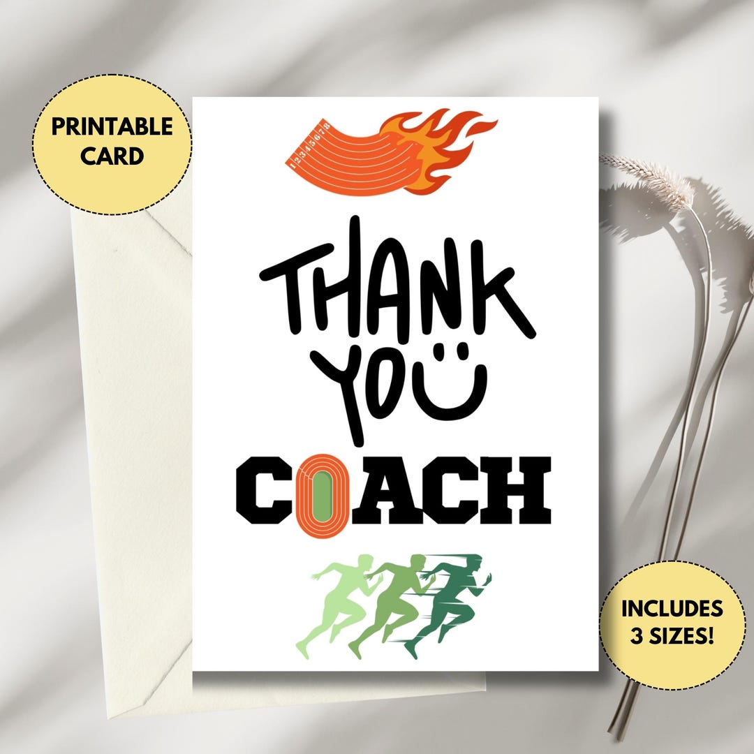 Printable Track and Field Coach Thank You Card | Track and Field Coach ...