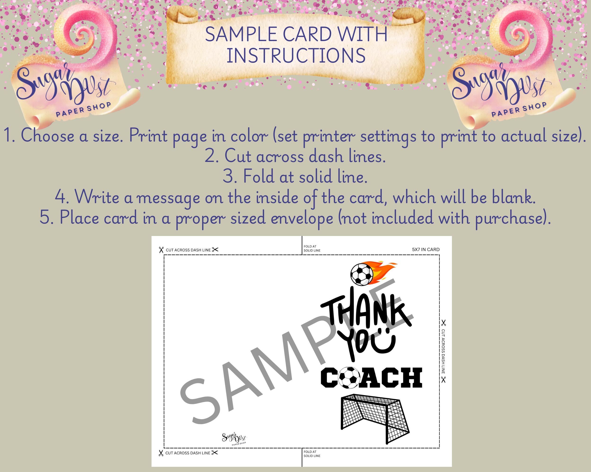 Printable Soccer Coach Thank You Card | Soccer Coach Appreciation ...
