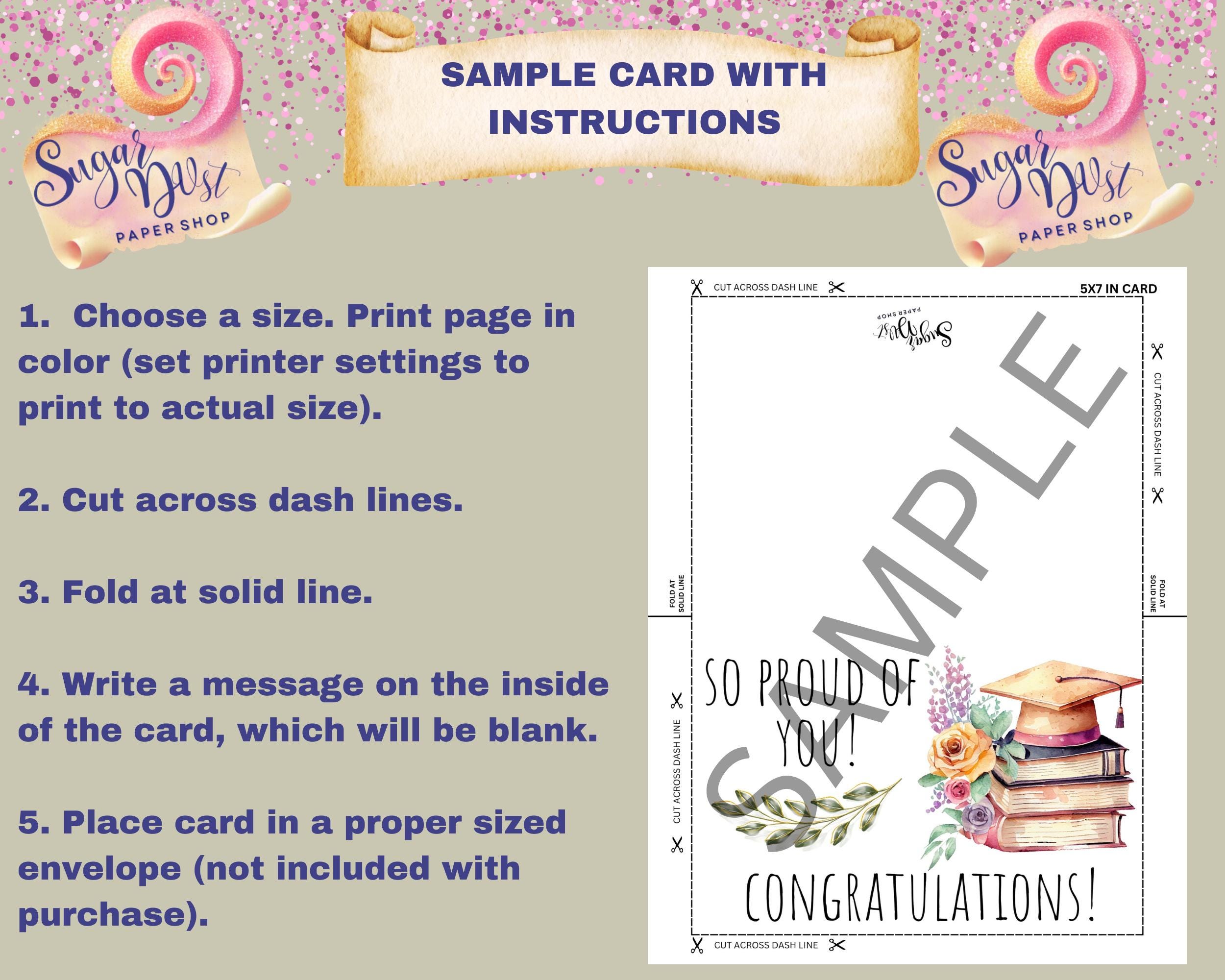 Printable Graduation Card | Floral Graduation Card | High School ...