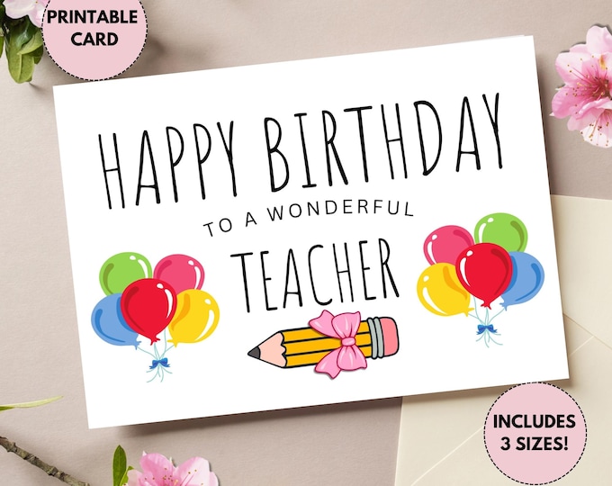 Teacher Birthday Card | Happy Birthday to an Amazing Teacher! | Digital ...