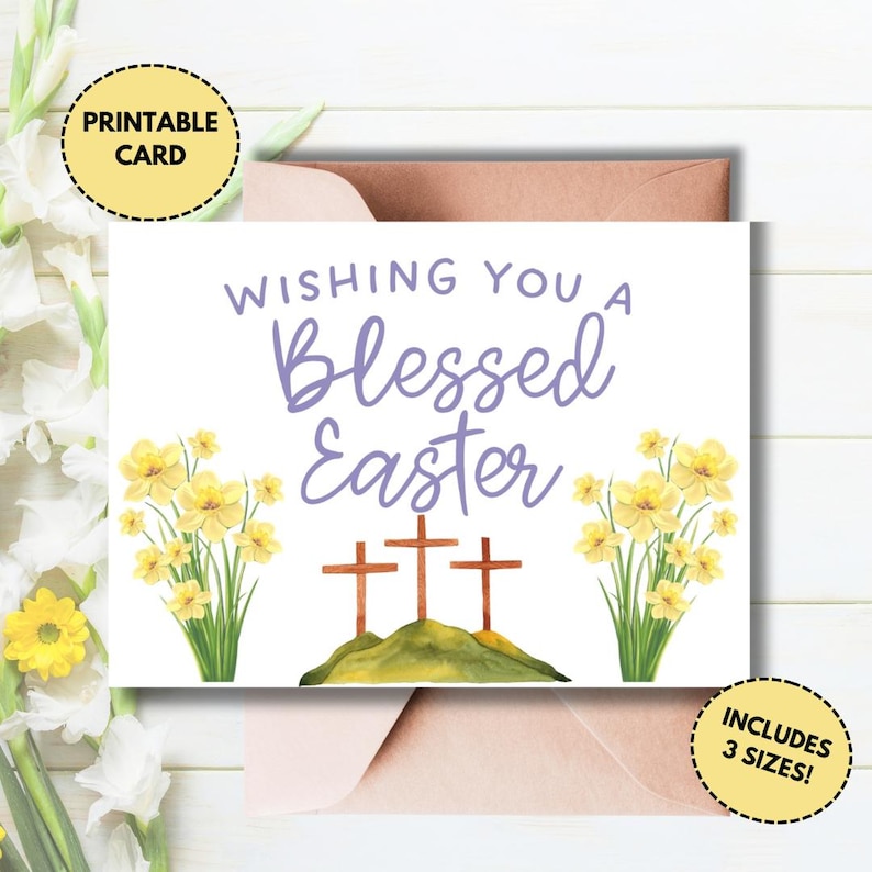 Printable Easter Card | Elegant, Religious Easter Card | Floral Card ...
