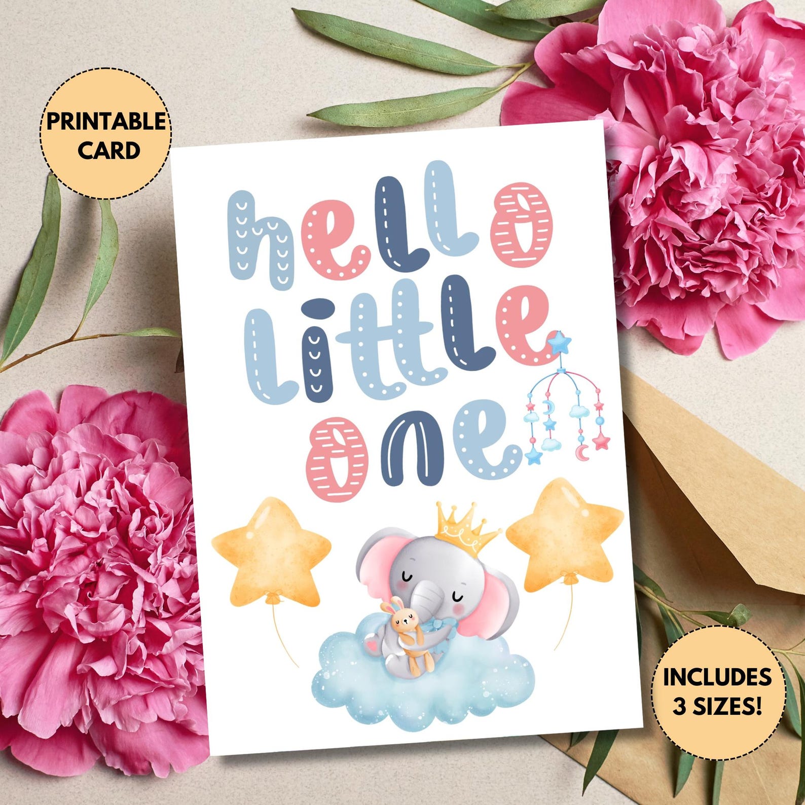 Printable New Baby Congratulations Card | Hello Little One | Card for ...