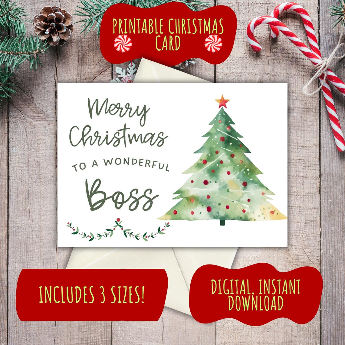 Printable Work Christmas Card | Boss Christmas Card | Boss Christmas ...