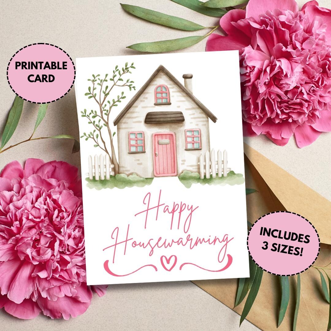 Printable Housewarming Card | New Home Card | Cute Cottage | Happy ...