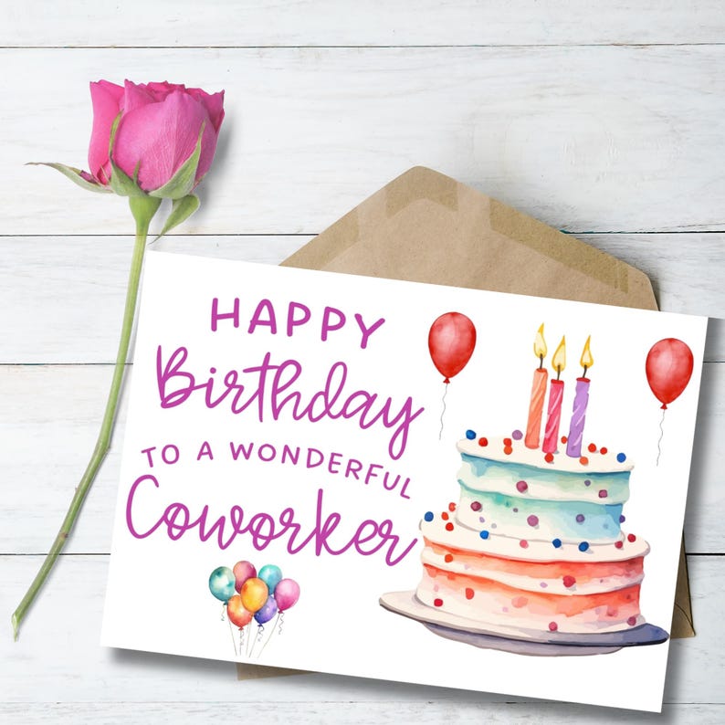 Printable Coworker / Colleague Birthday Card (instant Download, PDF) - Etsy