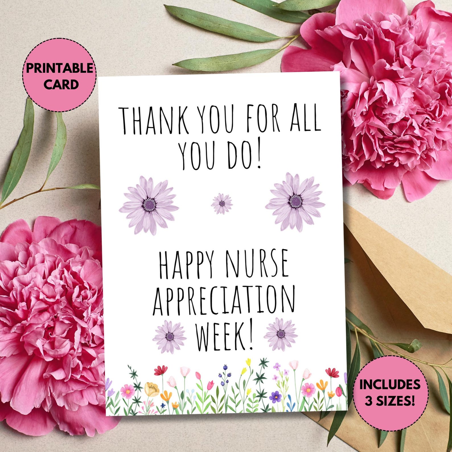 Printable Nurse Appreciation Week Card | Thank You Nurse Card | Cute ...