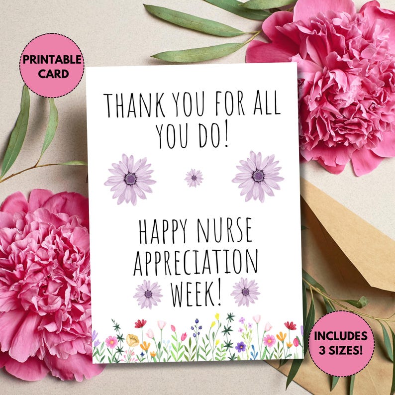 Printable Nurse Appreciation Week Card | Thank You Nurse Card | Cute ...
