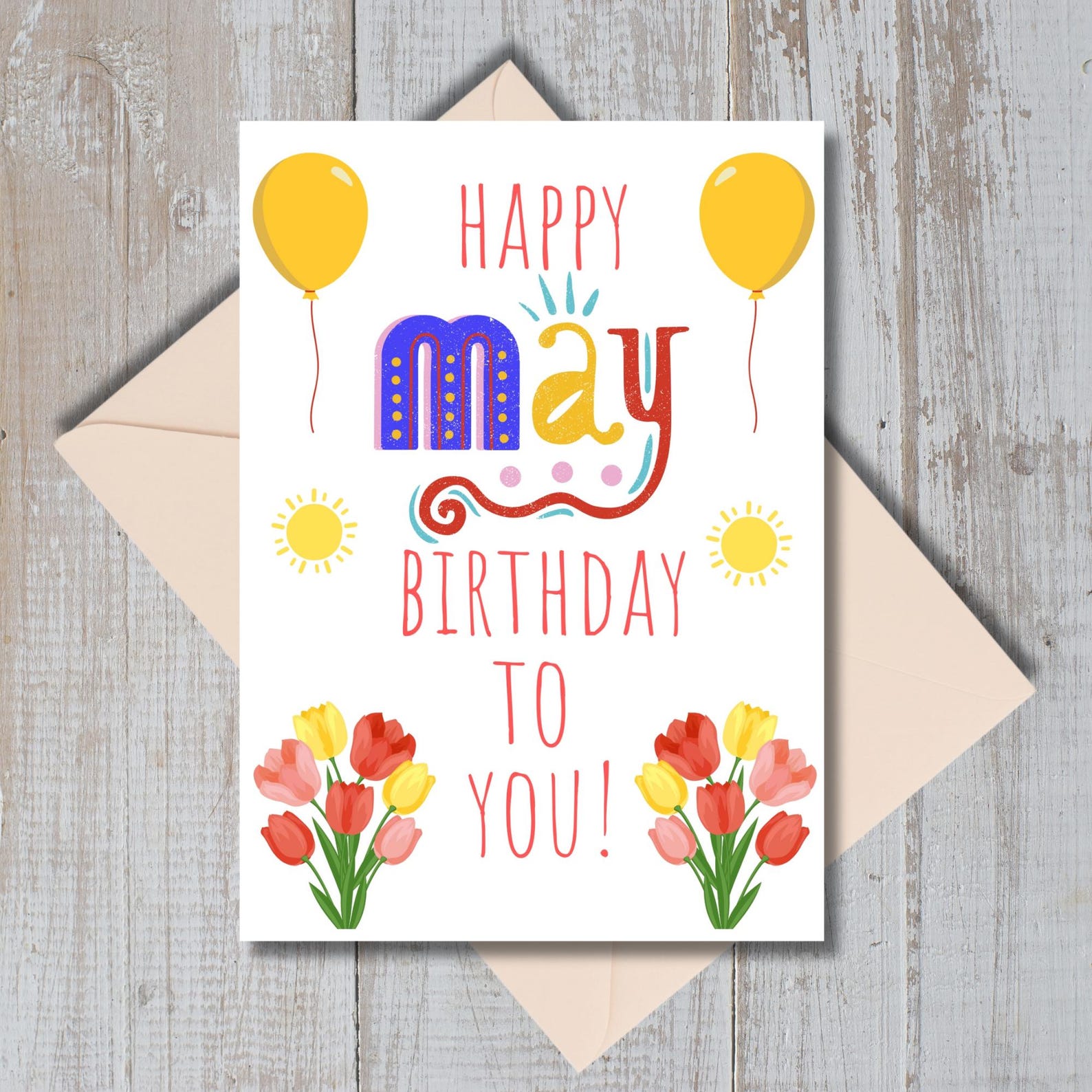 Printable May Birthday Card | Birthday Card Born in May | Cute Birthday ...