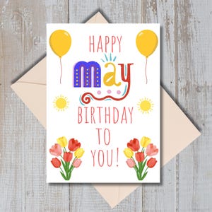 Printable May Birthday Card | Birthday Card Born in May | Cute Birthday ...
