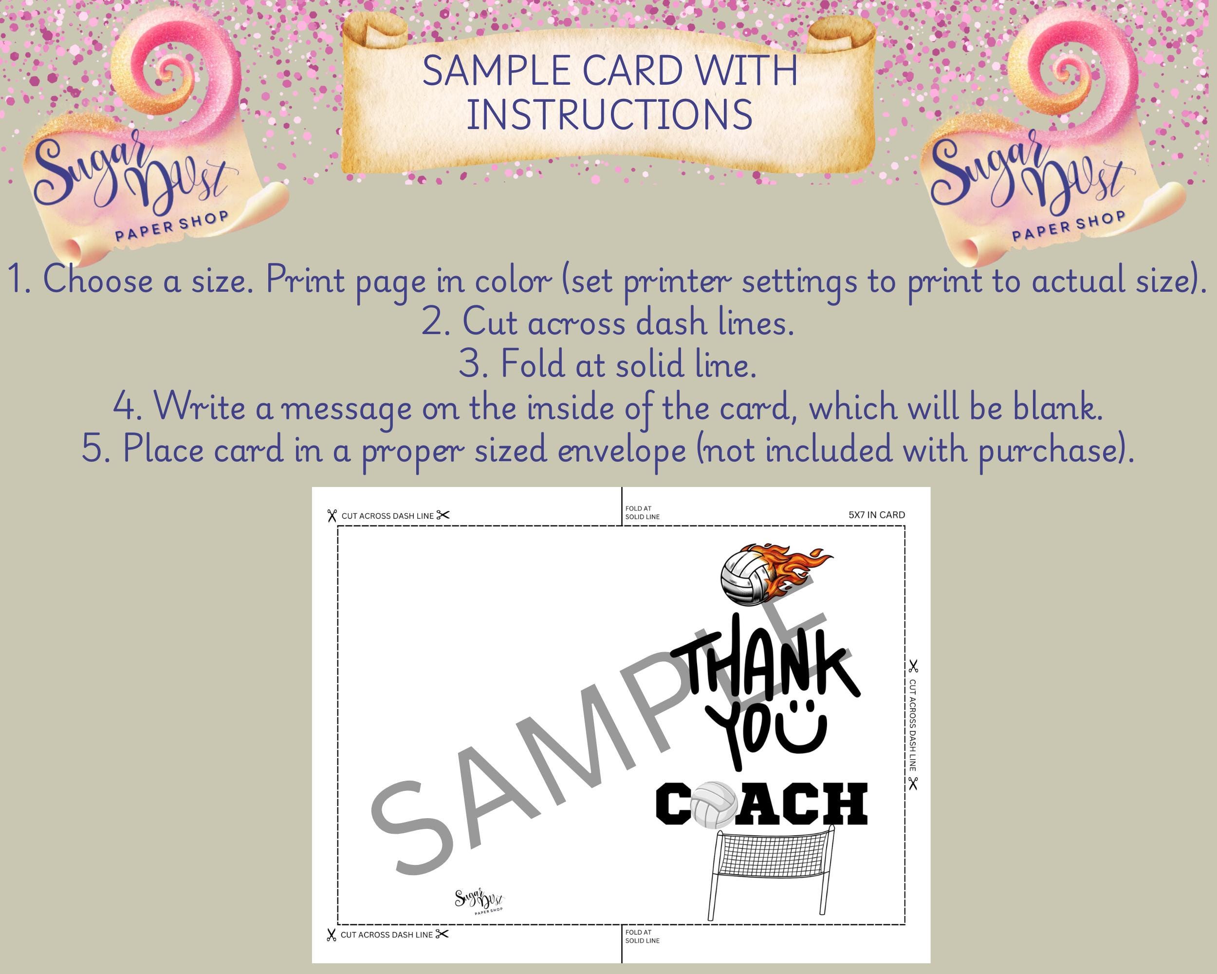 Volleyball Coach Thank You Card | Appreciation Gift (digital Download ...