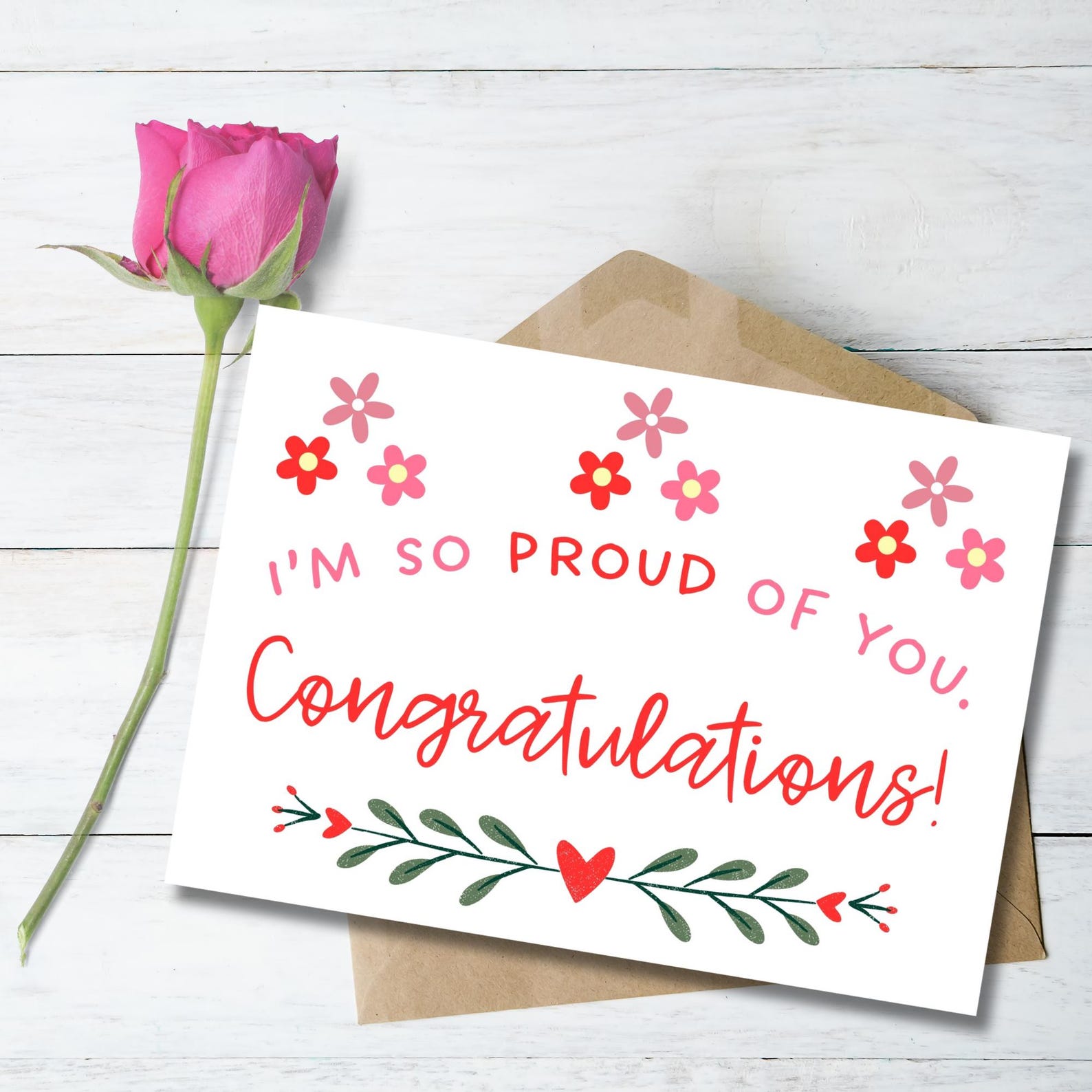 Printable Congratulations Card | so Proud of You | Floral ...
