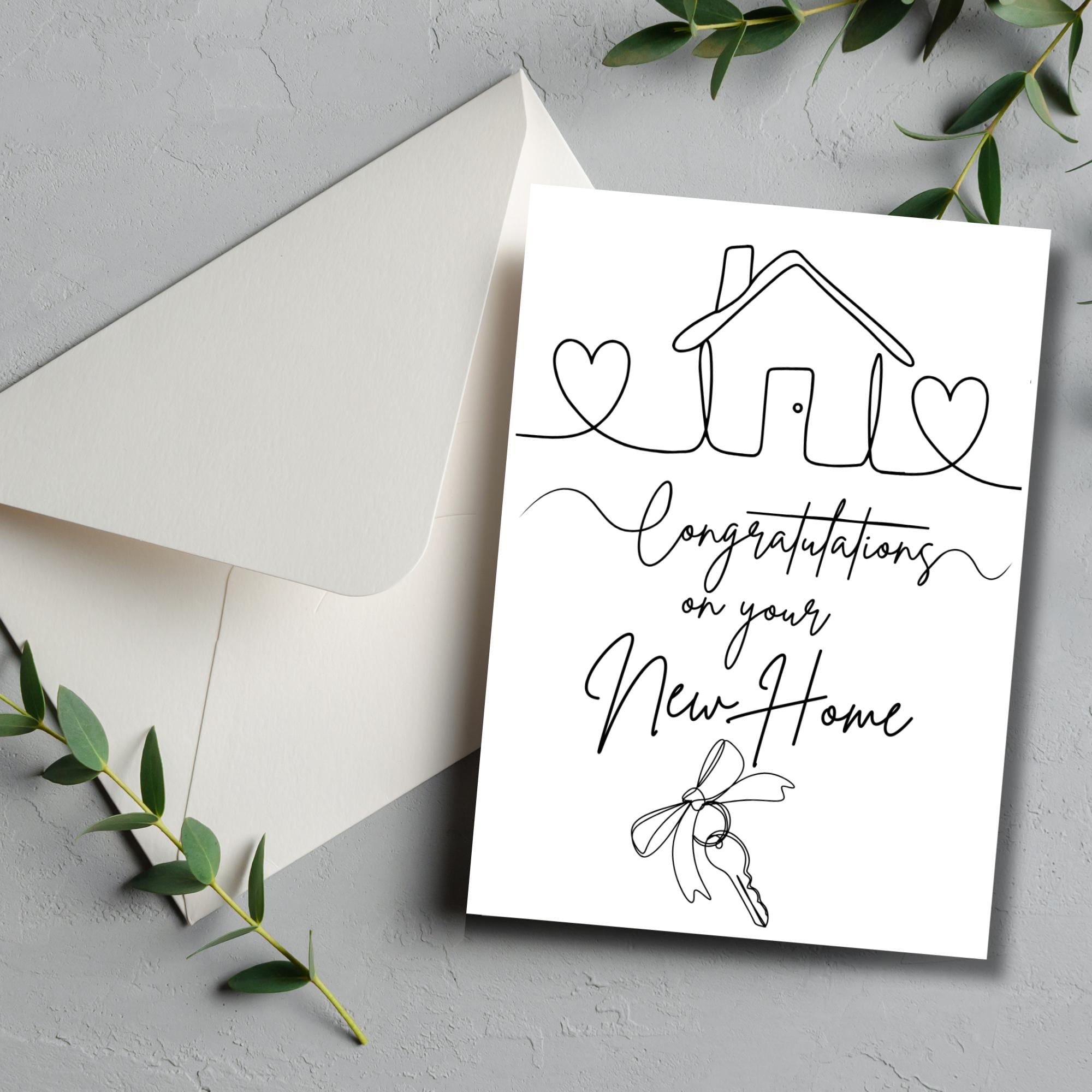 Printable Housewarming Card | New Home Card With Elegant Script ...