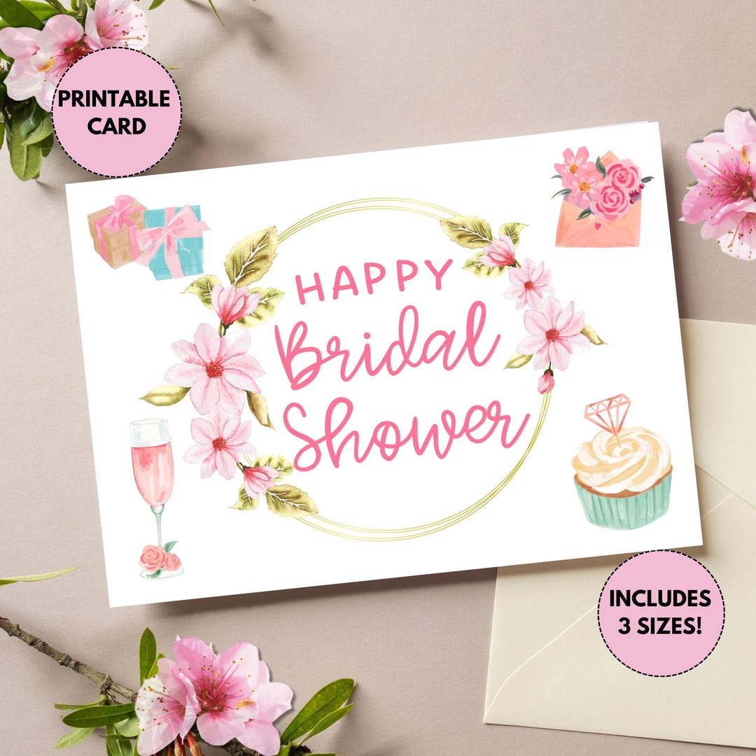 Printable Bridal Shower Card | Happy Bridal Shower | Wedding Shower ...