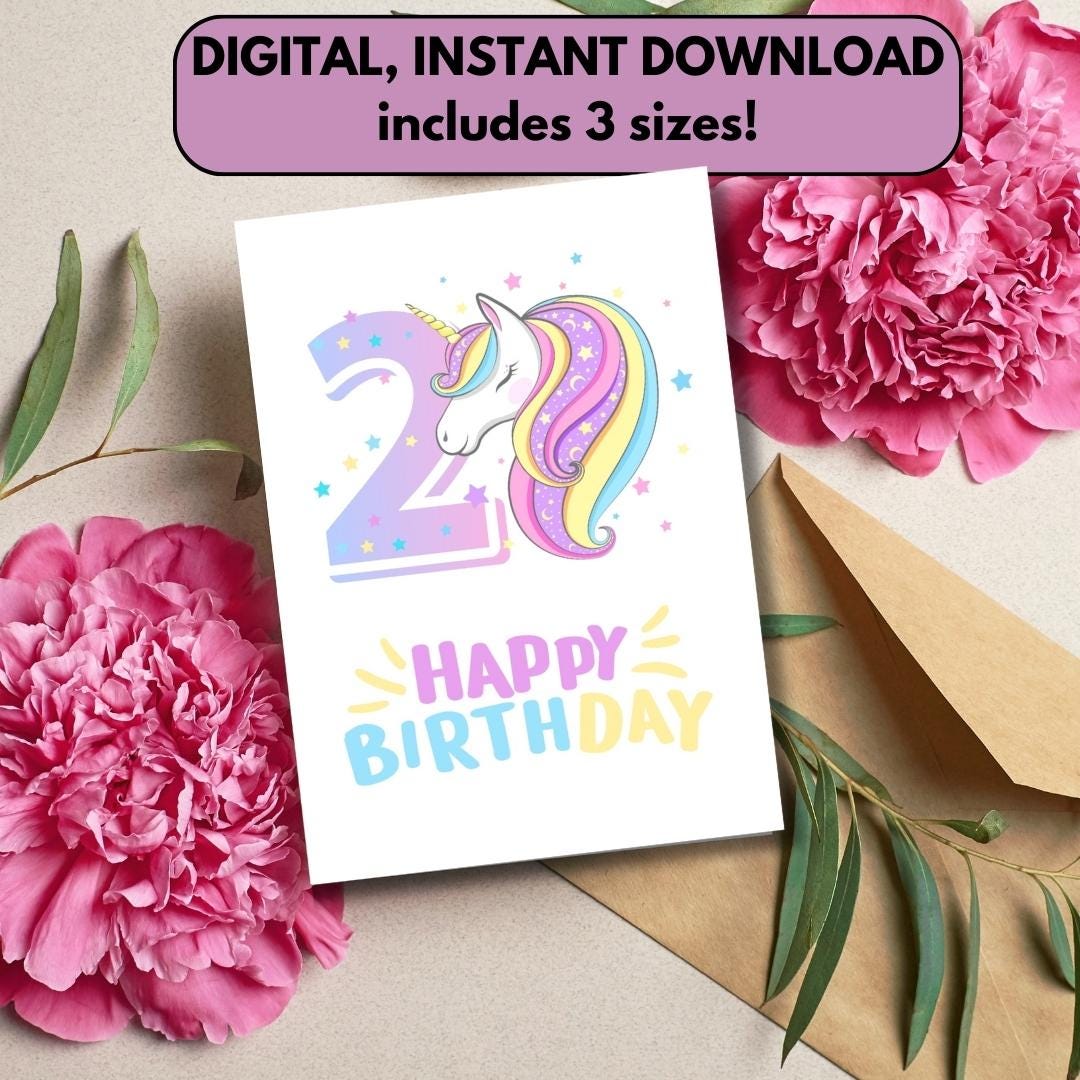 Printable Happy Birthday Card 2nd Birthday Card Printable Downloadable ...