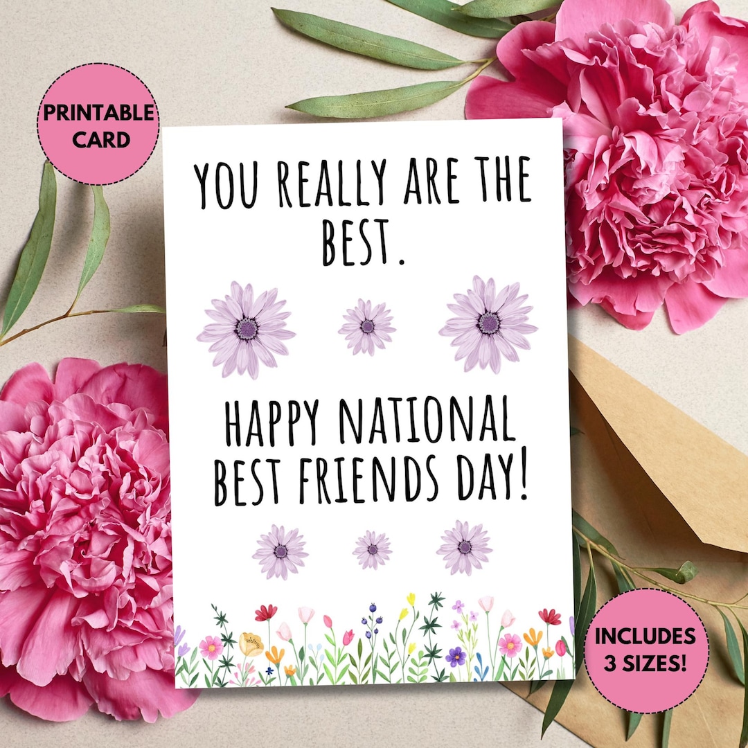 Printable Best Friends Day Card | National Best Friends Day | Cute Card ...