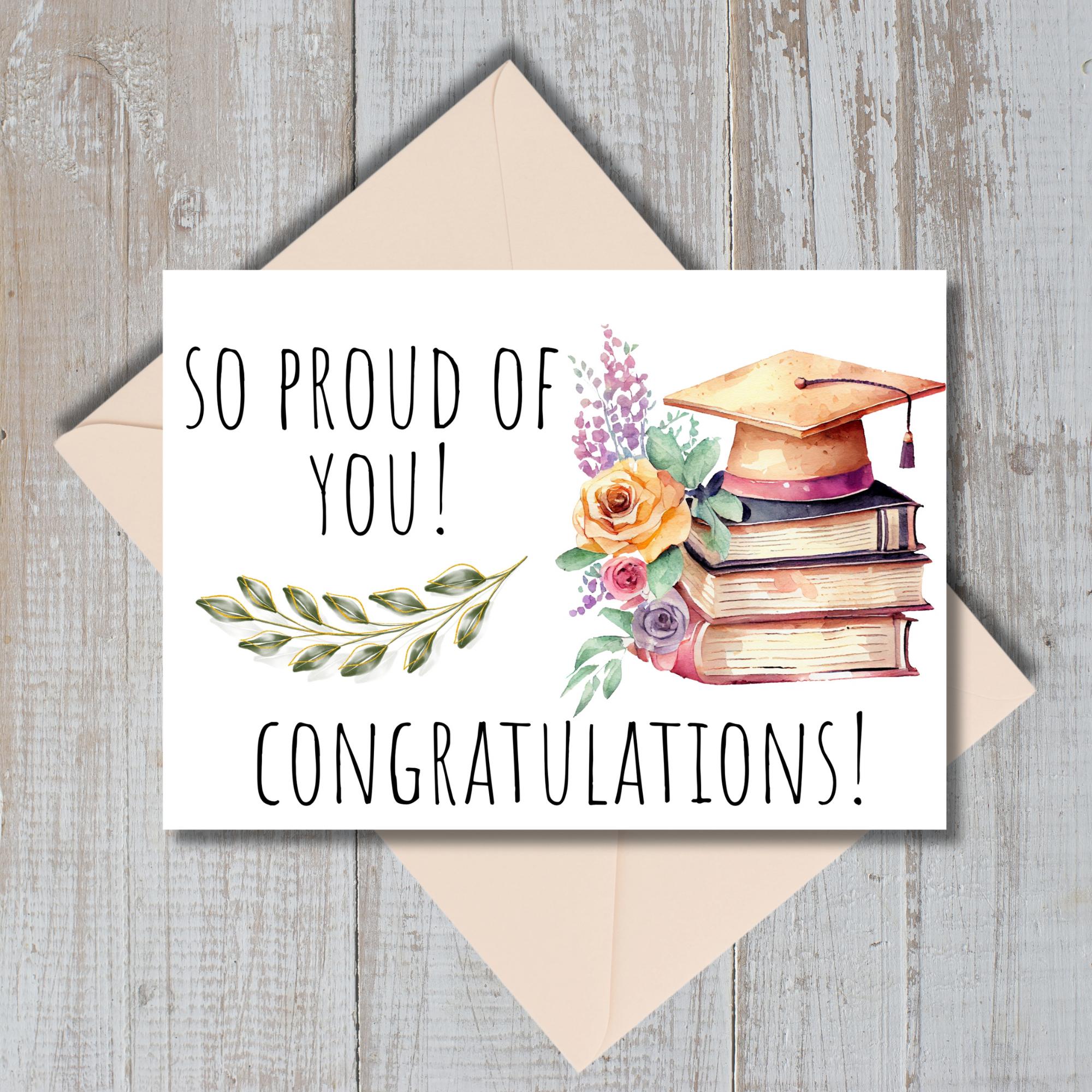 Printable Graduation Card | Floral Graduation Card | High School ...