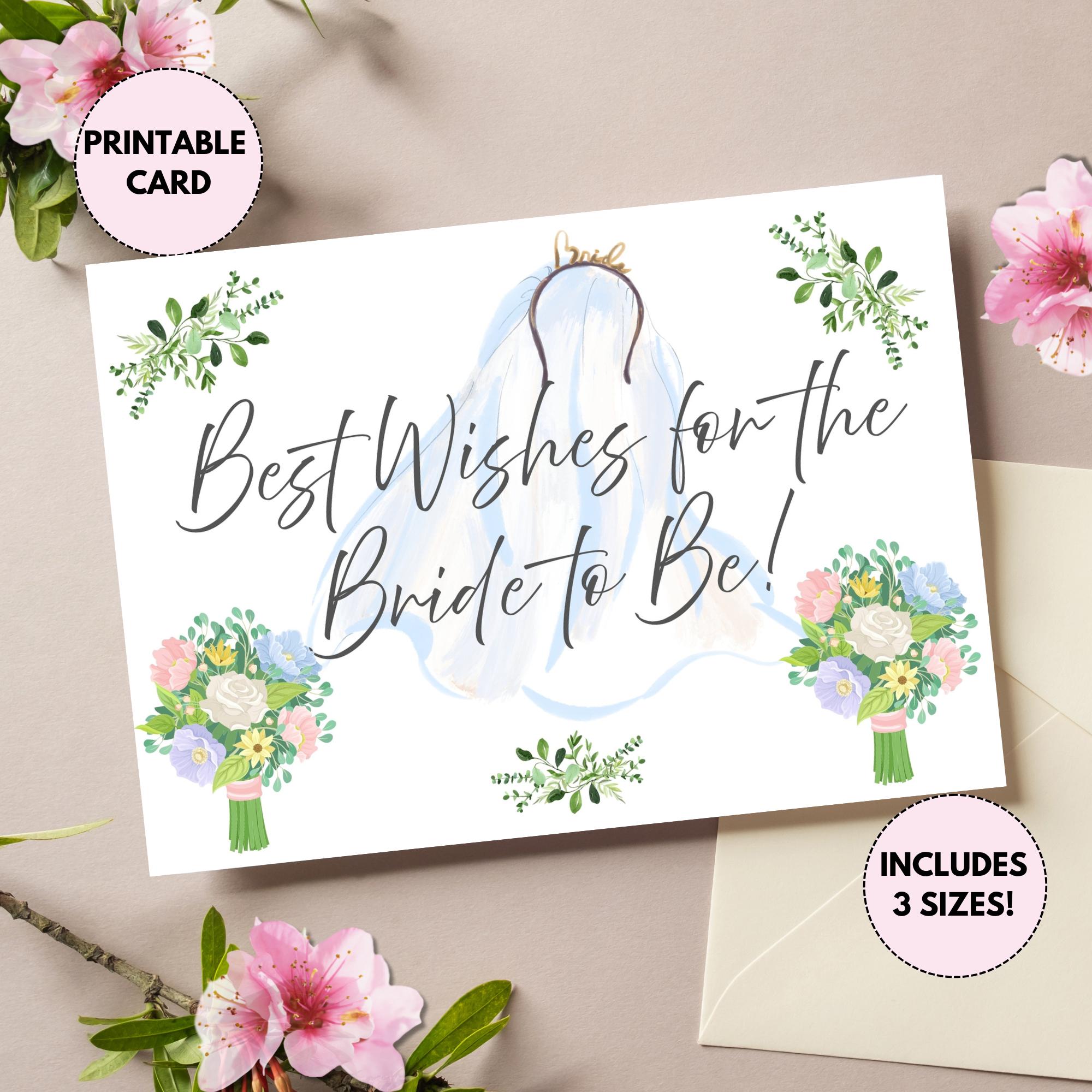Printable Bridal Shower Card | Best Wishes for the Bride to Be ...