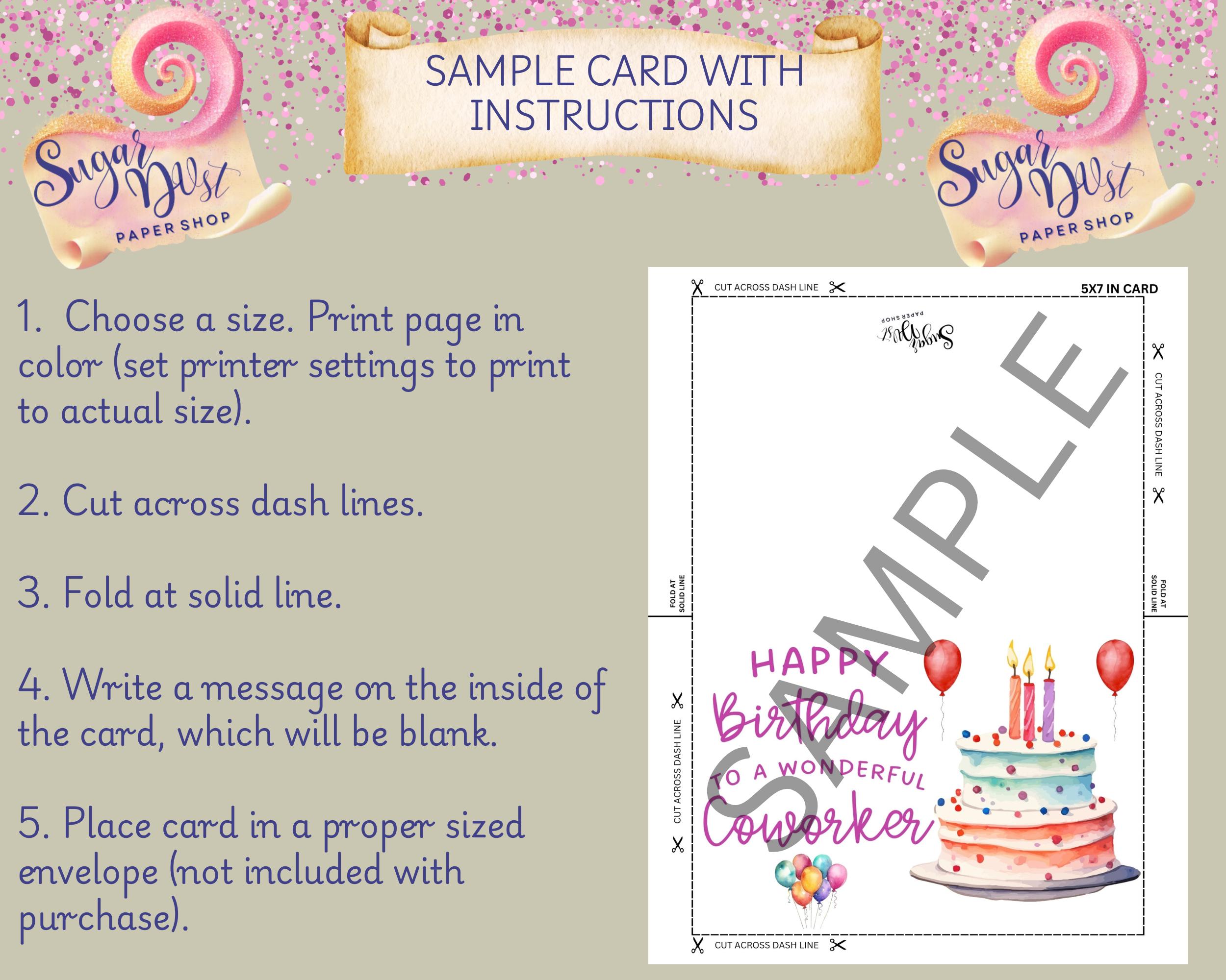 Printable Coworker Birthday Card | Colleague Birthday Card | Work ...
