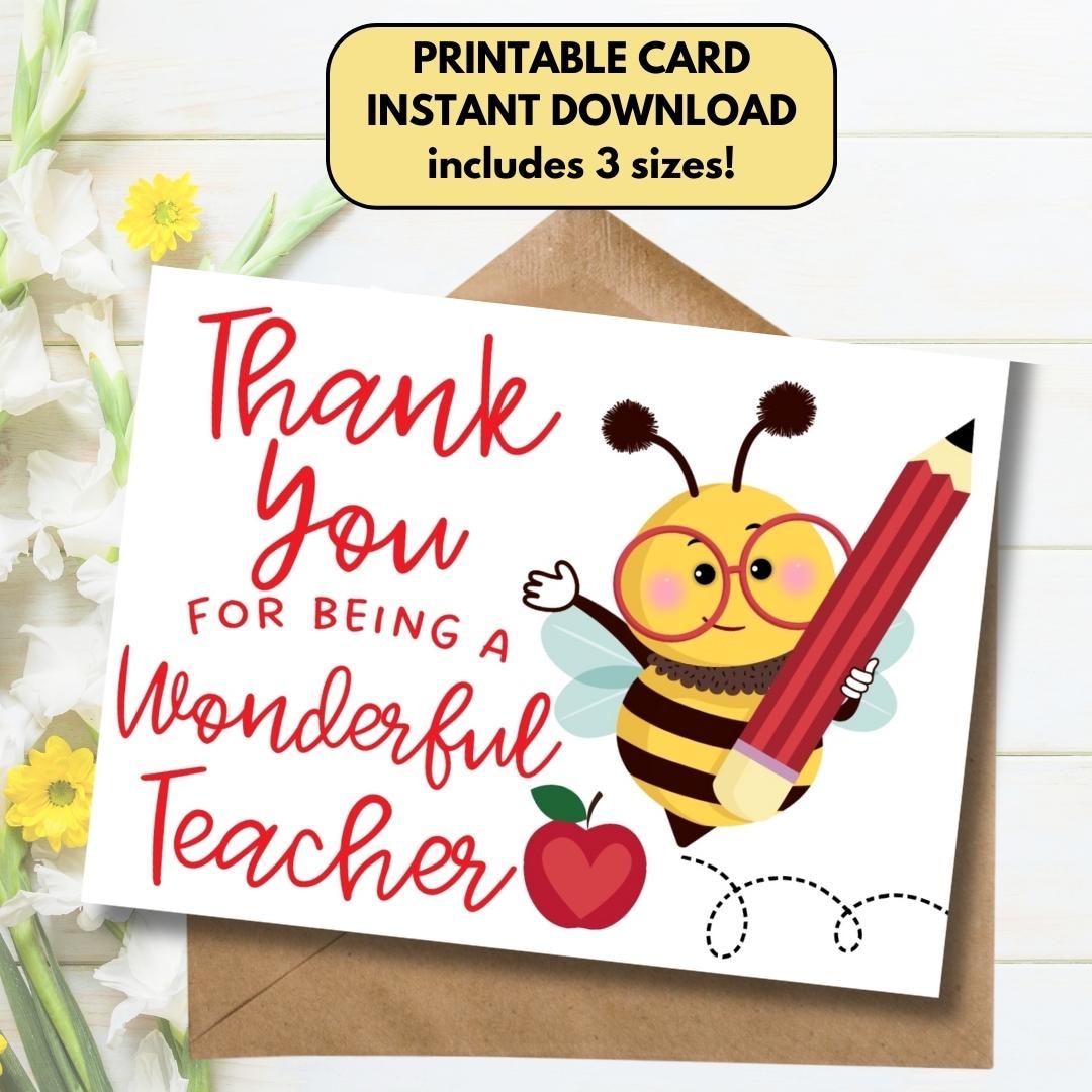 Printable Teacher Appreciation Card | Teacher Thank You Card | Digital ...