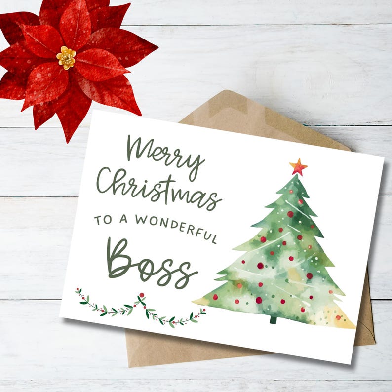 Printable Work Christmas Card | Boss Christmas Card | Boss Christmas ...